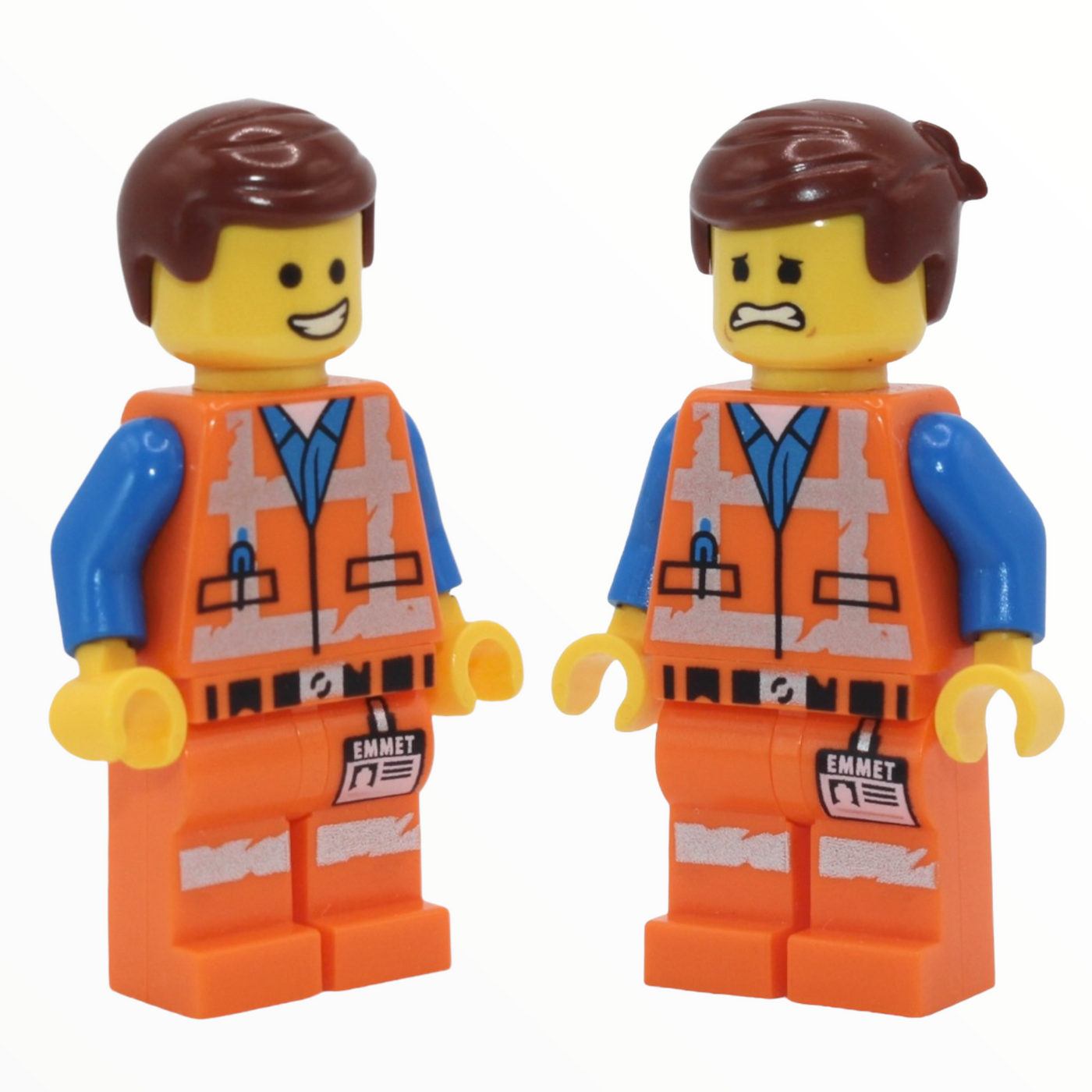 Emmet (scared / smile, worn uniform)