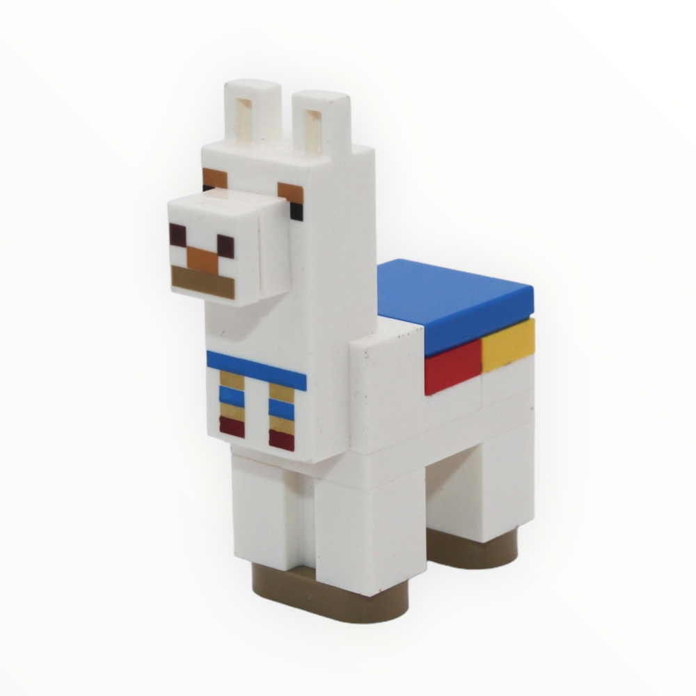 Minecraft Alpaca / Llama (white with blue, red, and yellow back)
